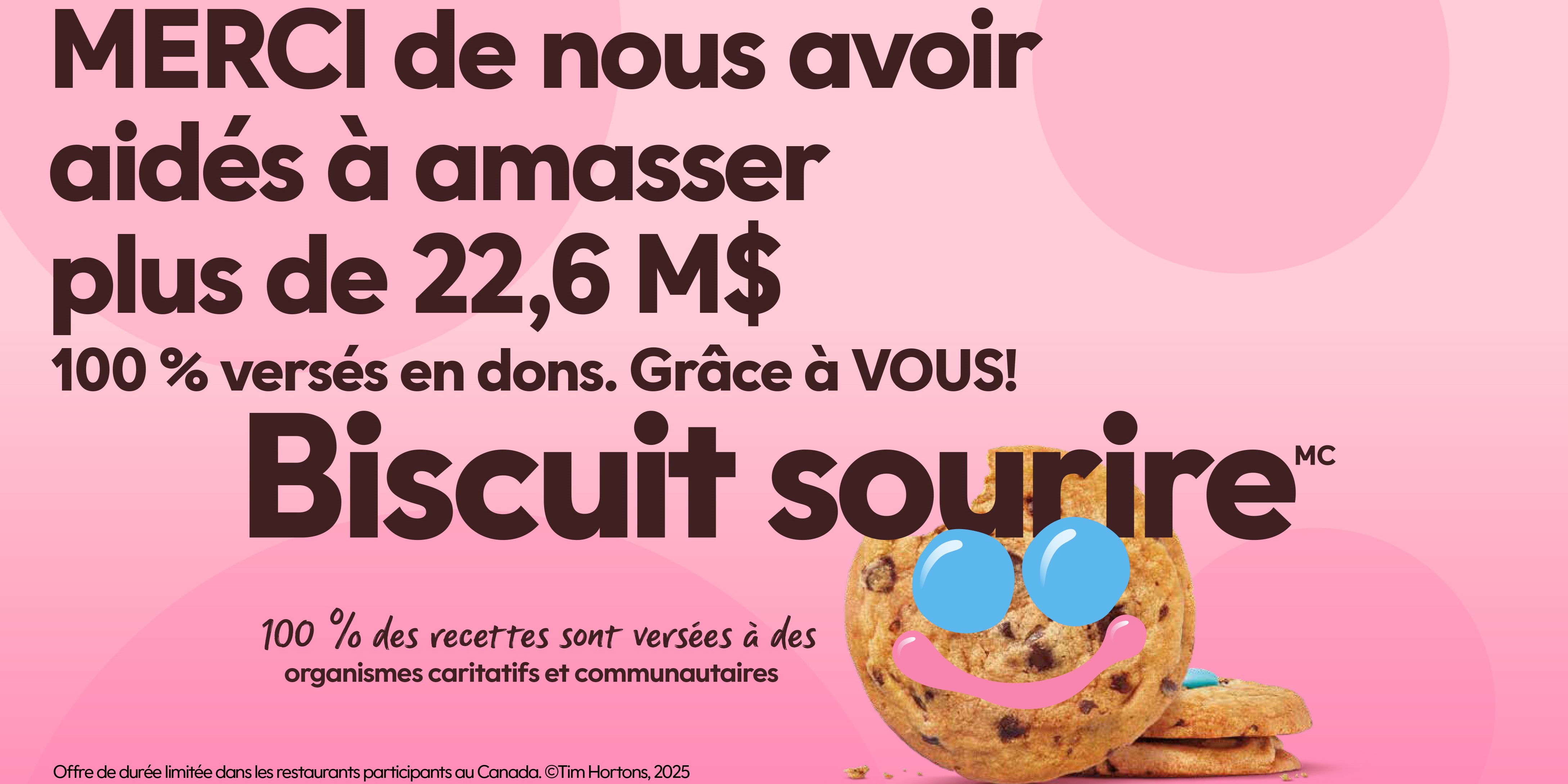 La campagne du Biscuit sourire de Tim Hortons a permis d’amasser la ...